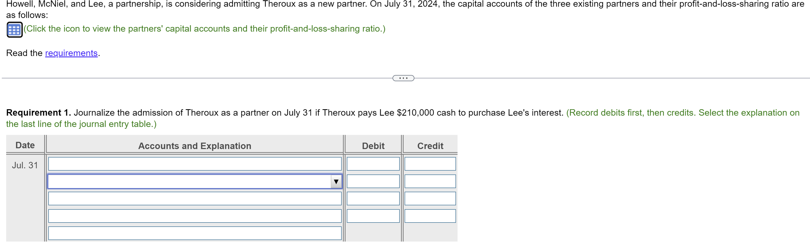 Solved Data tableCash Howell, Capital Howell, Withdrawals | Chegg.com