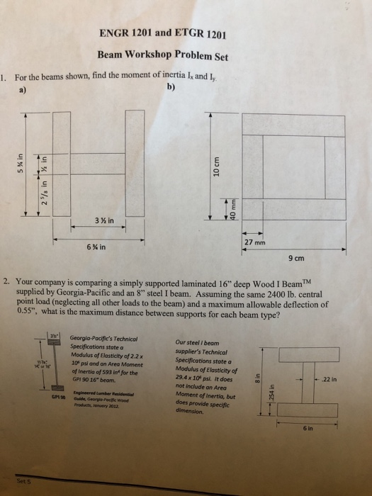 Solved ENGR 1201 and ETGR 1201 Beam Workshop Problem Set 1. | Chegg.com