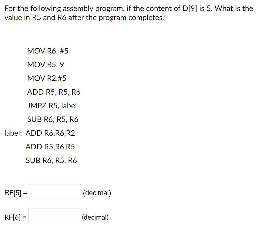 Solved For the following assembly program, if ﻿the content | Chegg.com