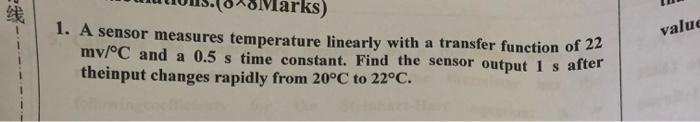 Solved wN(00Marks) 1. A sensor measures temperature linearly | Chegg.com