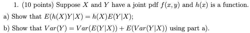 Solved (10 ﻿points) ﻿Suppose x ﻿and Y ﻿have a joint | Chegg.com