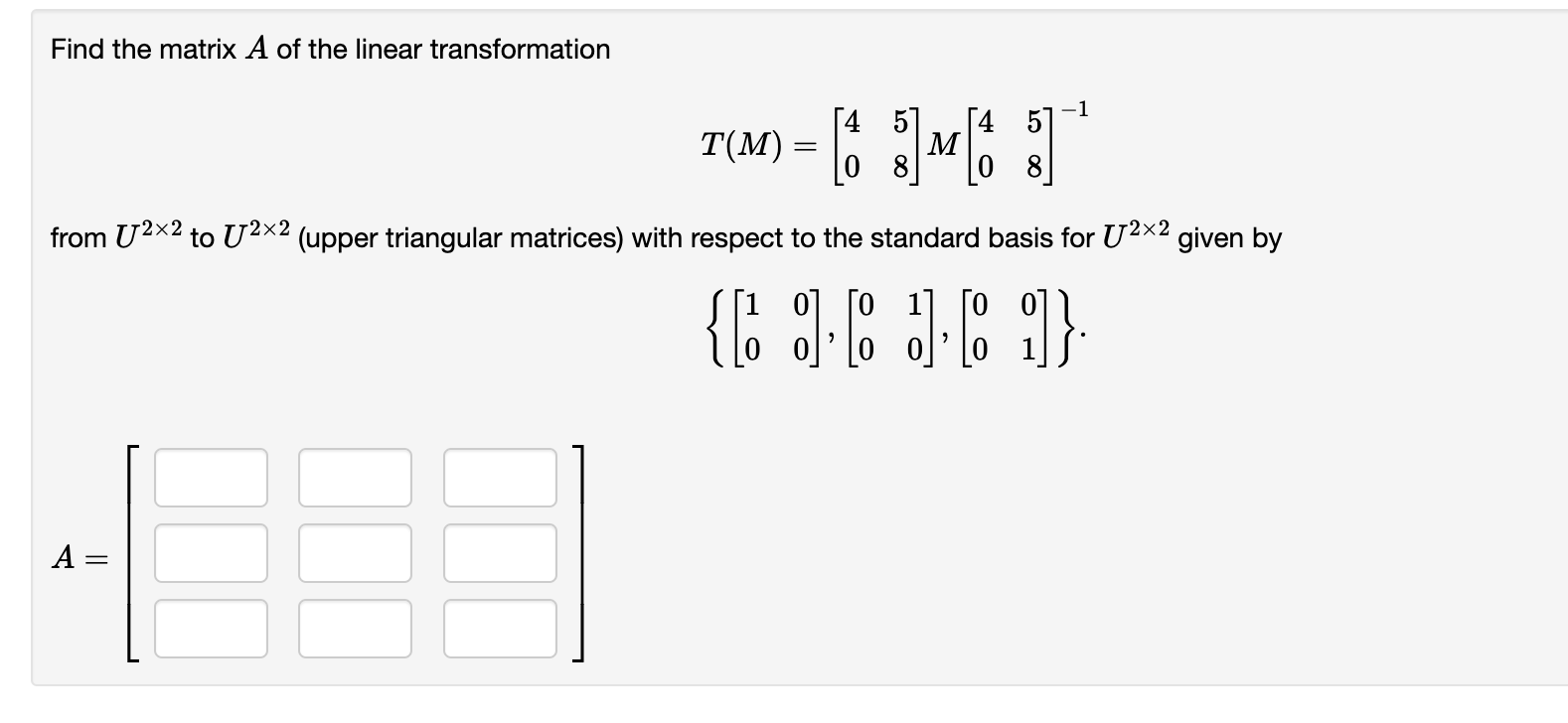 Solved Find the matrix A of the linear transformation | Chegg.com