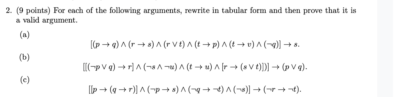 Solved 2. (9 points) For each of the following arguments, | Chegg.com