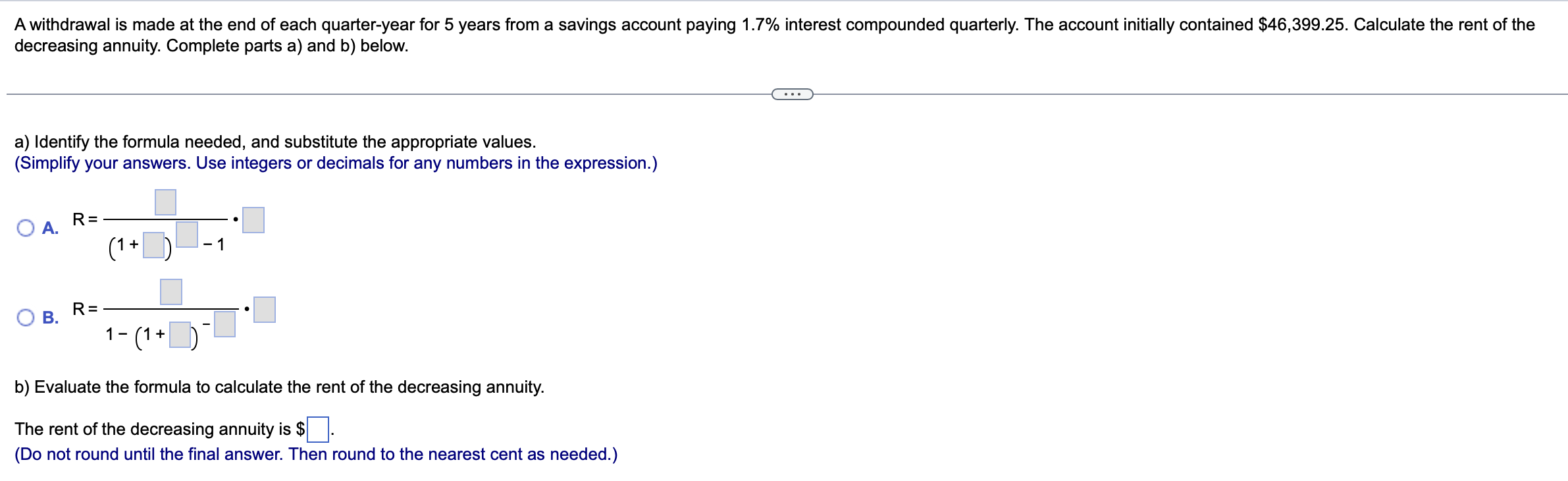 Solved Decreasing Annuity Complete Parts A And B Below
