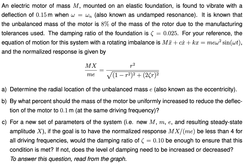 Solved An electric motor of mass M, mounted on an elastic | Chegg.com
