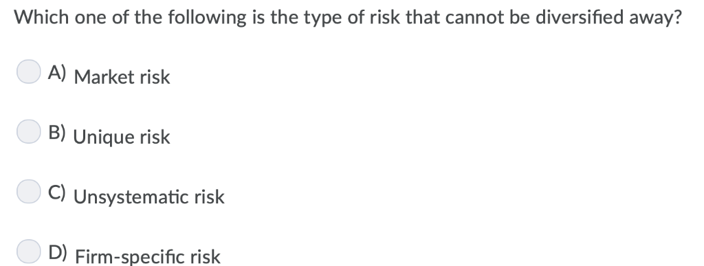 Solved Which one of the following is the type of risk that | Chegg.com