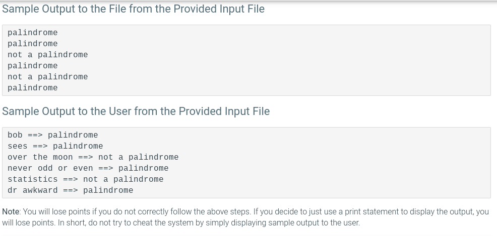 Solved 16.42 Lab 13B: Palindromes with Files Overview This | Chegg.com