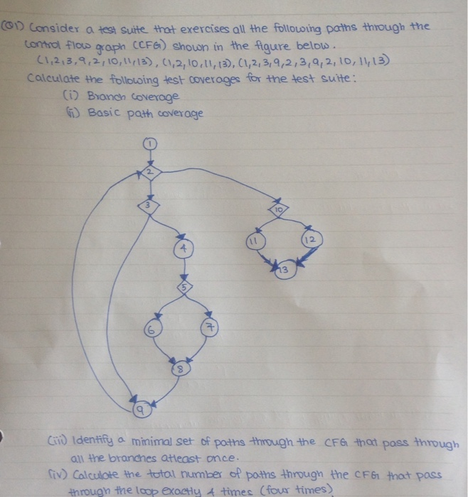 Solved (G1D Consider a test Suite that exercises all the | Chegg.com