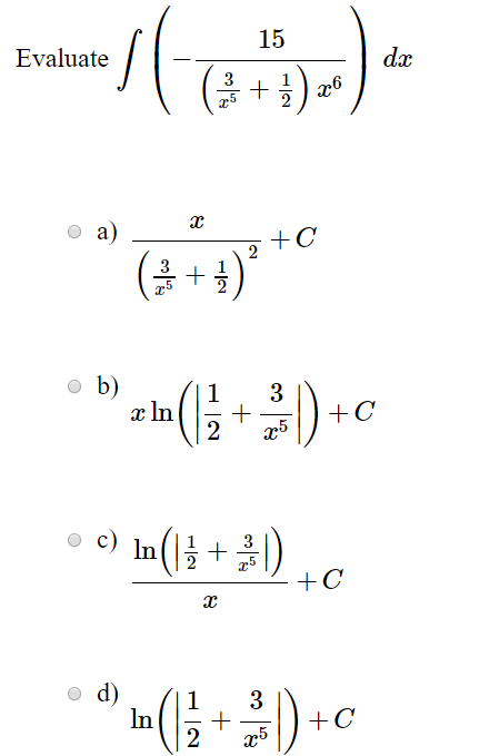 Solved Evaluate dx c) ln(18+}') 6 | Chegg.com