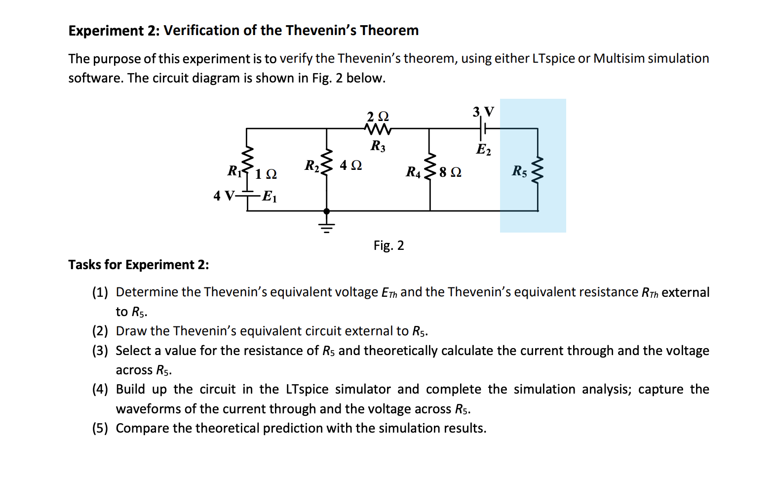 Solved Experiment 2: Verification of the Thevenin's Theorem | Chegg.com