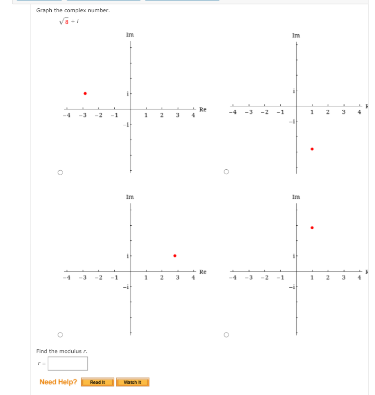 Solved Graph the complex number. 3+21 Im Im Re -3 -2 -1 1 2 | Chegg.com