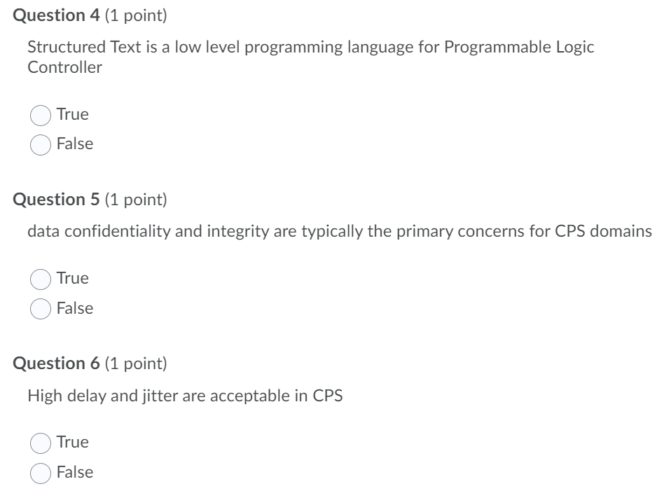 Solved Question 4 (1 point) Structured Text is a low level | Chegg.com