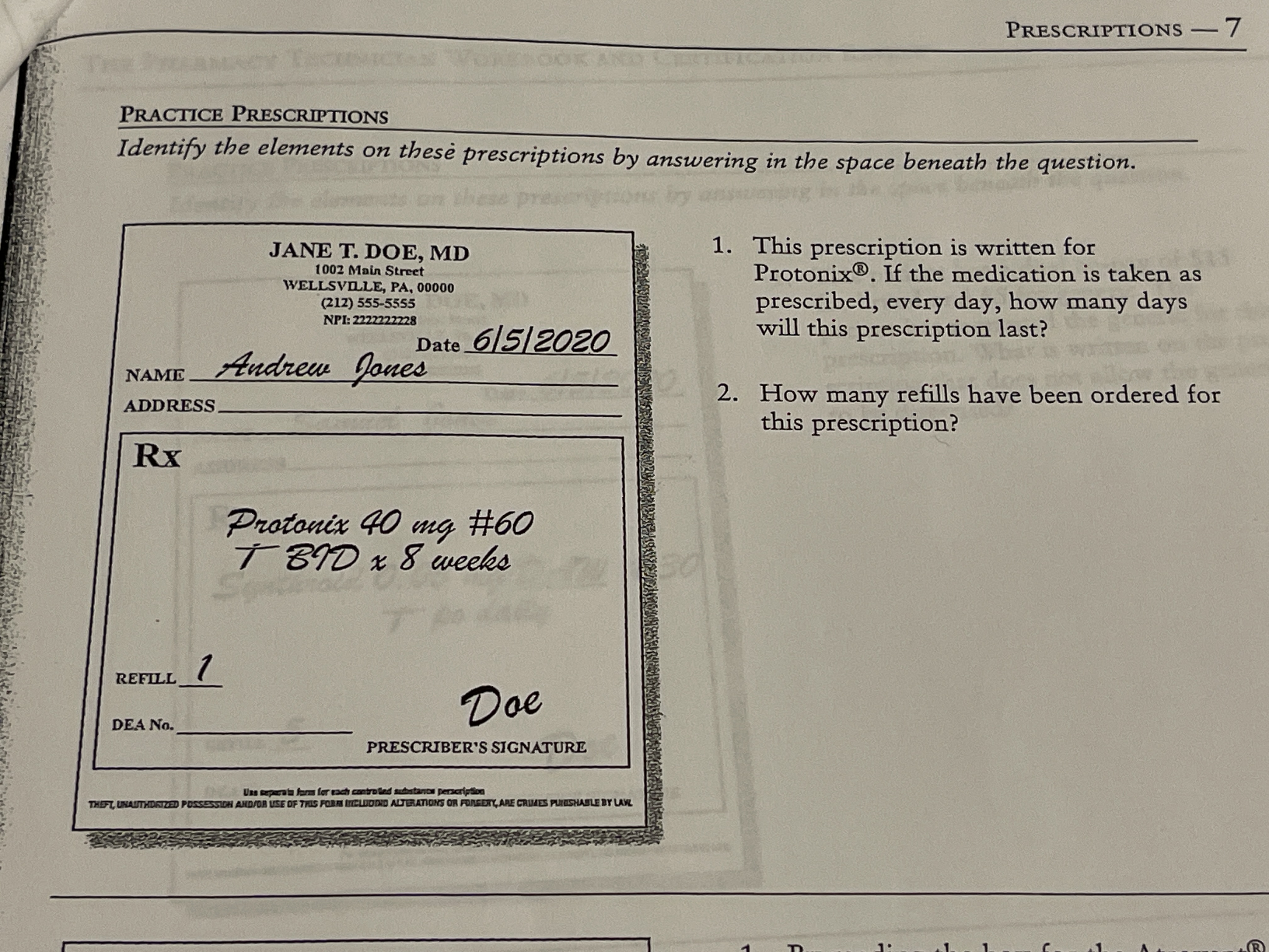PRactice PrescrIPTIONS Identify the elements on these | Chegg.com