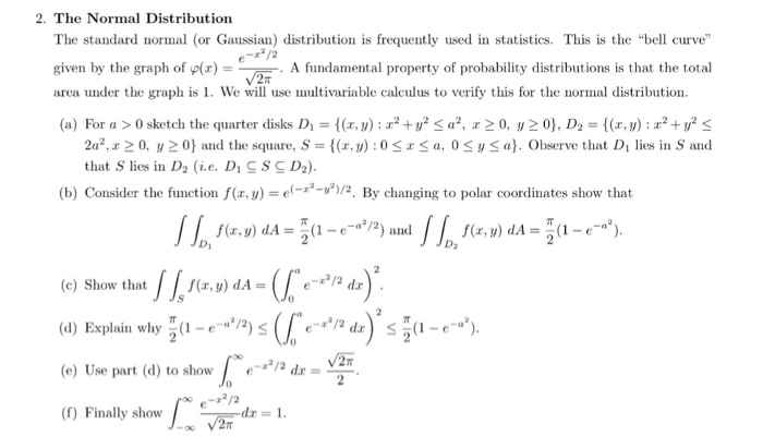 Solved The standard normal (or Gaussian) distribution is | Chegg.com