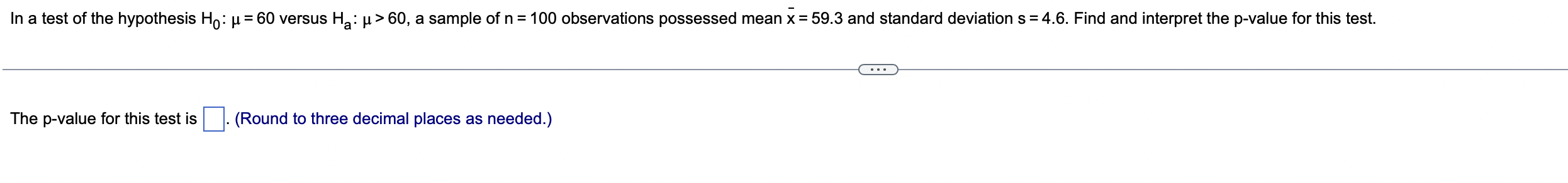 Solved In a test of the hypothesis Ho: u = 60 versus Ha: u > | Chegg.com