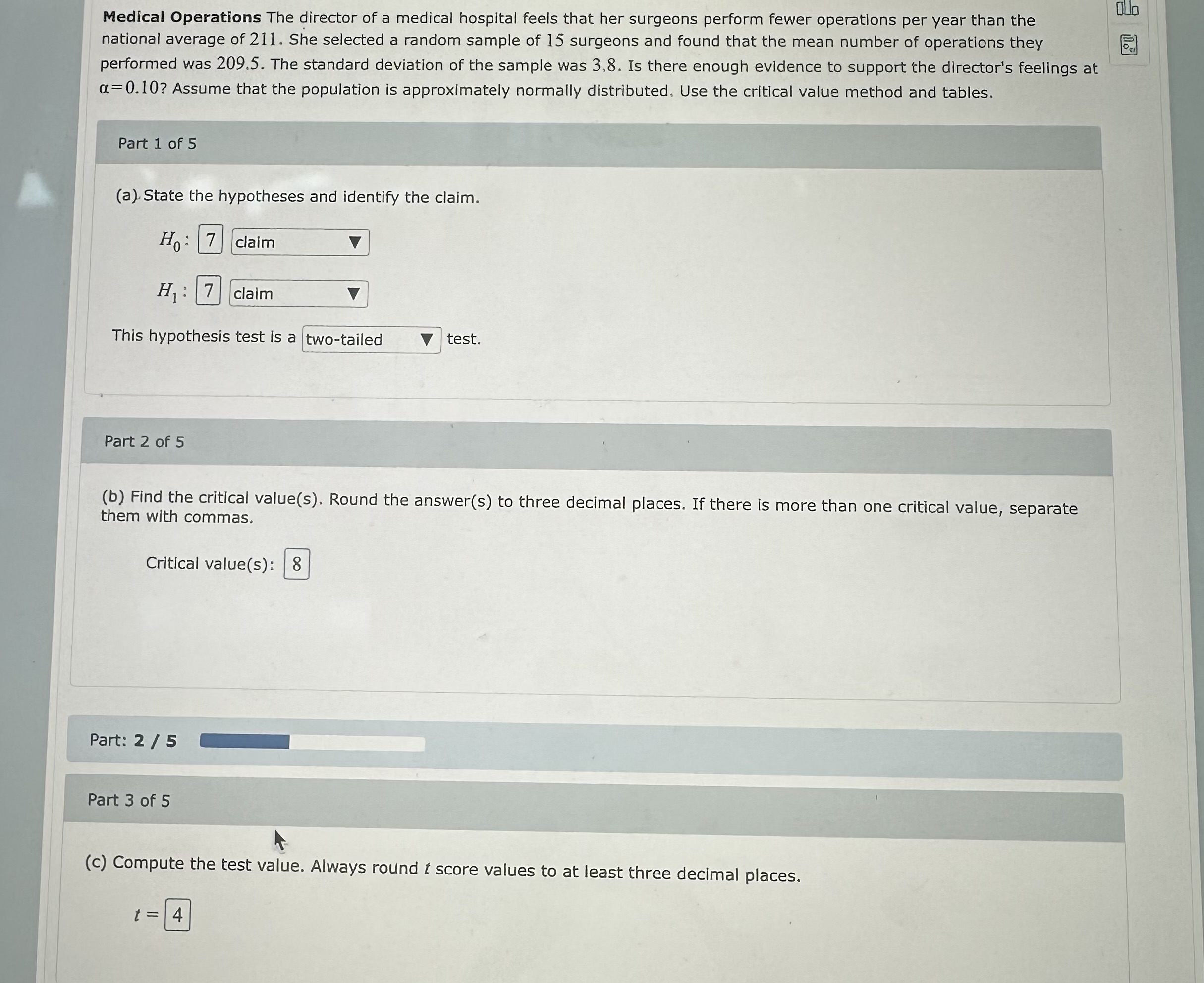 Solved Medical Operations The director of a medical hospital | Chegg.com