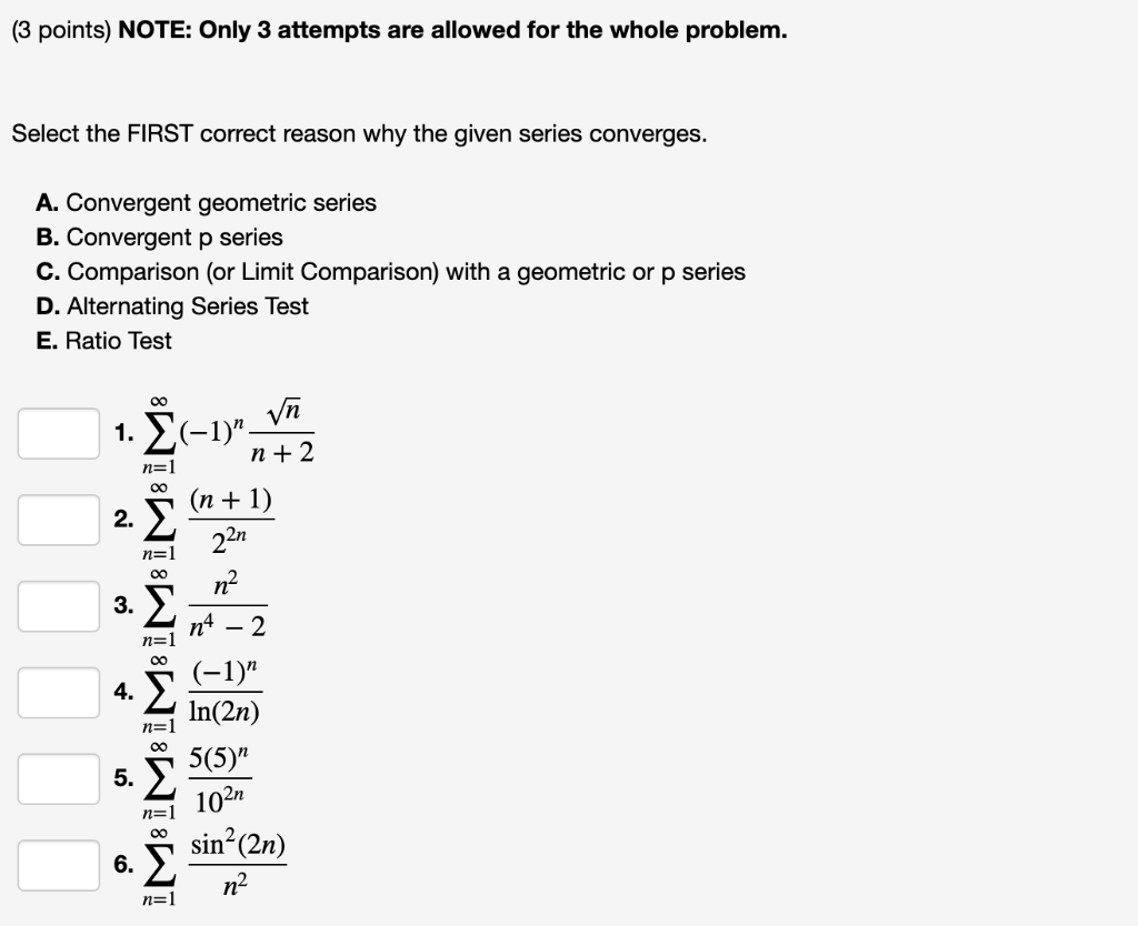 Solved (3 points) NOTE: Only 3 attempts are allowed for the | Chegg.com