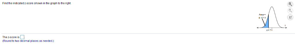 Solved Find the indicated z-score shown in the graph to the | Chegg.com