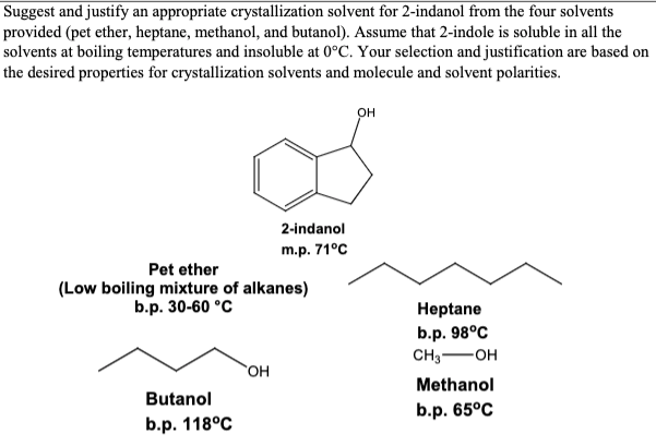 Solved Suggest and justify an appropriate crystallization | Chegg.com