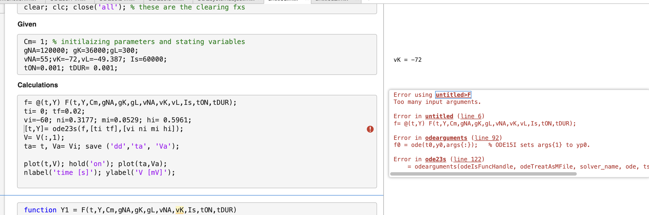 Solved clear; clc; close('all'); \% these are the clearing | Chegg.com