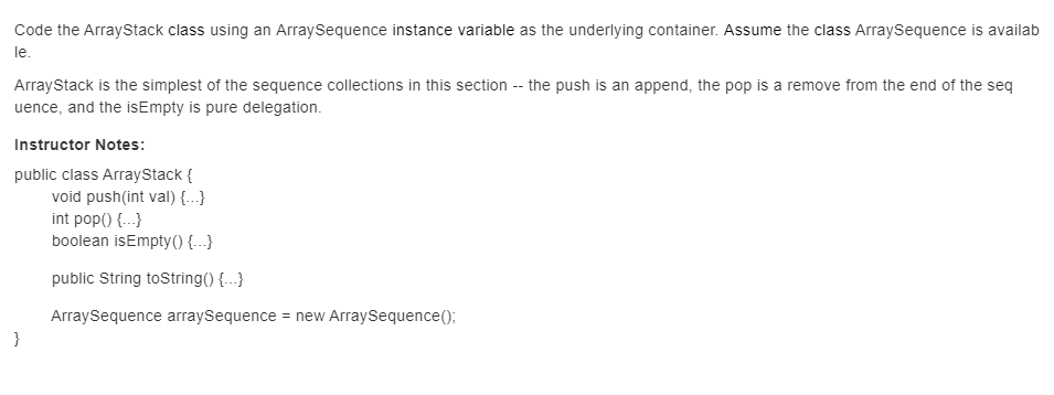 Solved Code The Array Stack Class Using An Array Sequence 6368