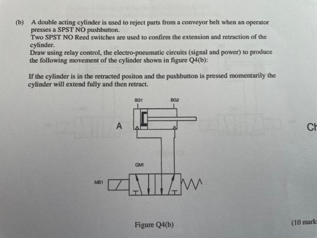 Solved (b) A double acting cylinder is used to reject parts | Chegg.com