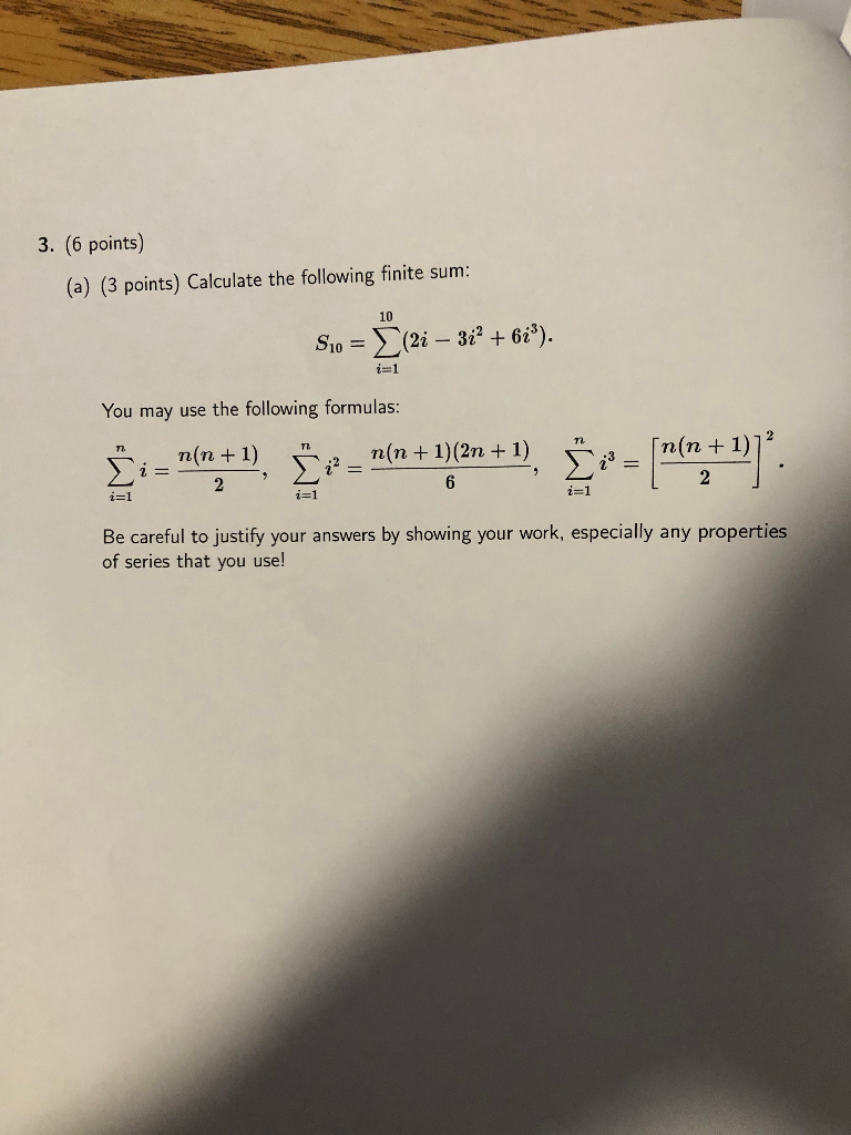 Solved 3. (6 points) (a) (3 points) Calculate the following | Chegg.com