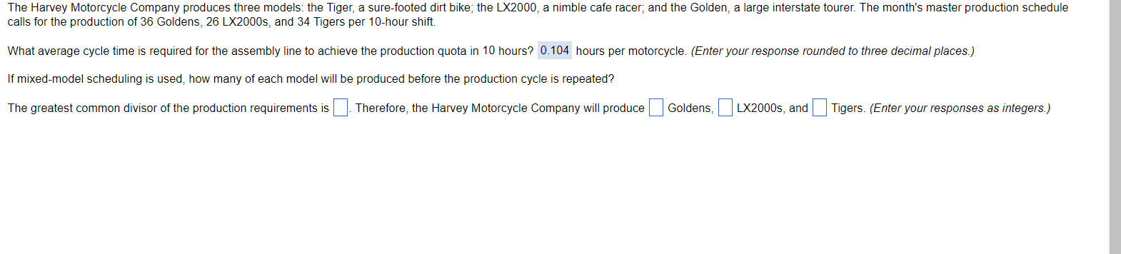 Solved The Harvey Motorcycle Company produces three models: | Chegg.com