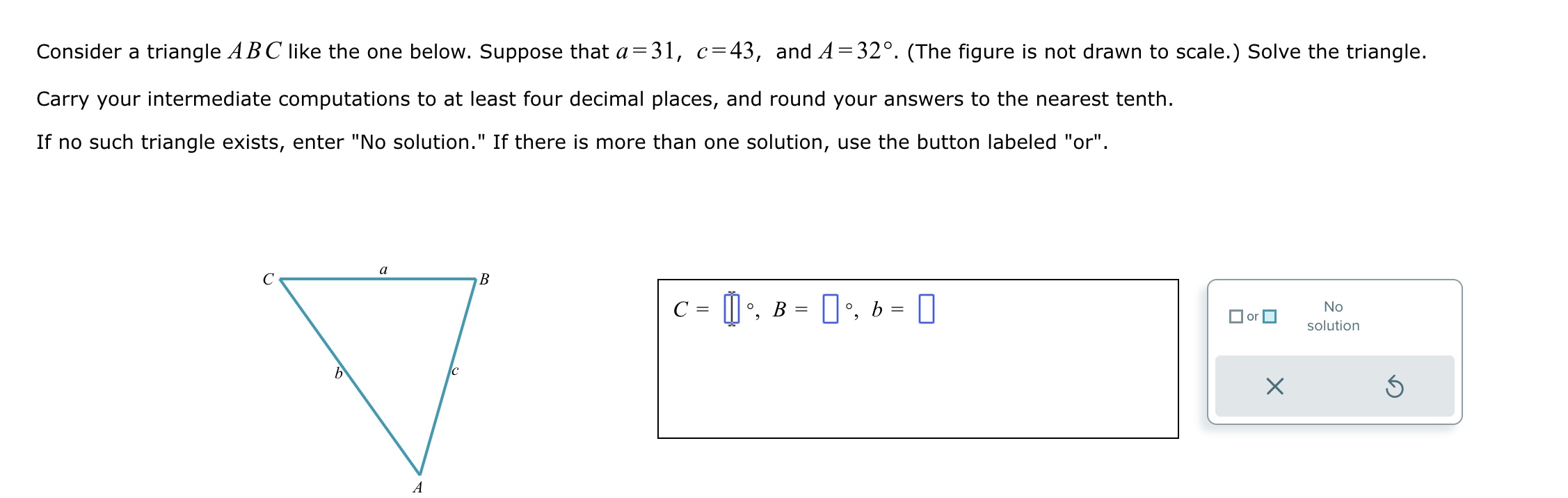 Solved Consider a triangle ABC like the one below. Suppose | Chegg.com