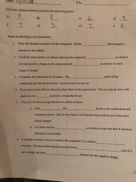 Solved TA: Give the valence electron count for the following | Chegg.com