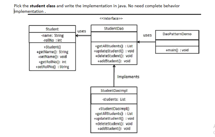 Solved Pick the student class and write the implementation | Chegg.com