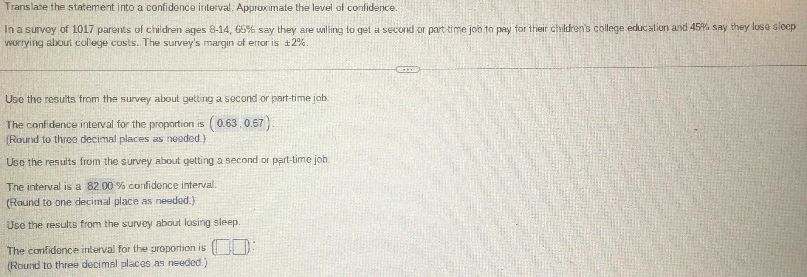Solved Translate the statement into a confidence interval. | Chegg.com