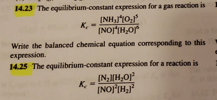 Solved 14.22 Write equilibrium-constant expressions Kc for | Chegg.com