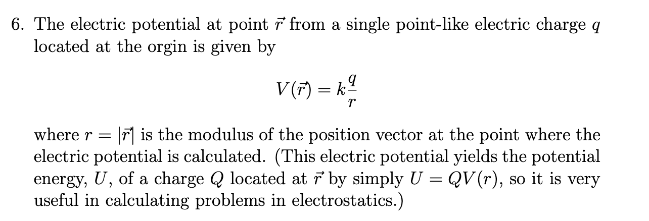 The electric potential at point r from a single | Chegg.com