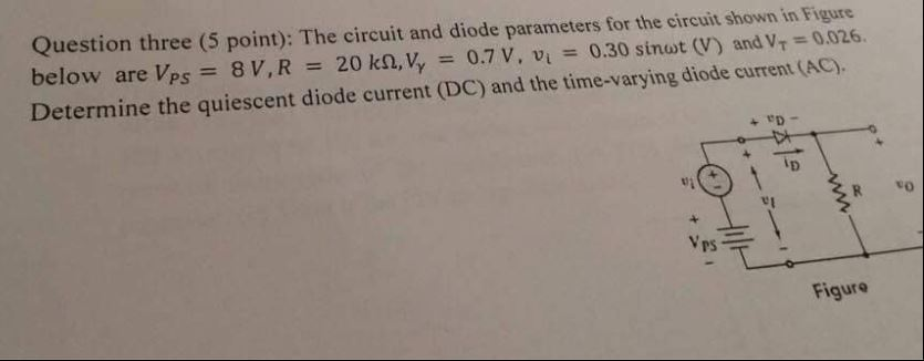 Solved Question three (5 point): The circuit and diode | Chegg.com