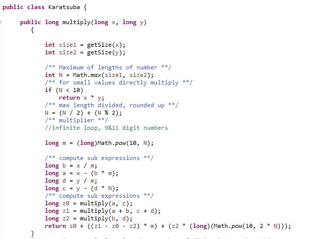 Solved public class Karatsuba public long multiply(long x, | Chegg.com