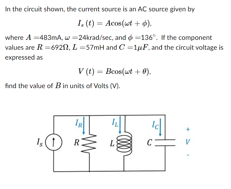 Solved = In the circuit shown, the current source is an AC | Chegg.com