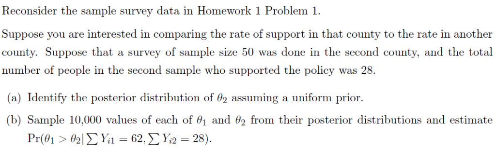 Solved Reconsider the sample survey data in Homework 1 | Chegg.com