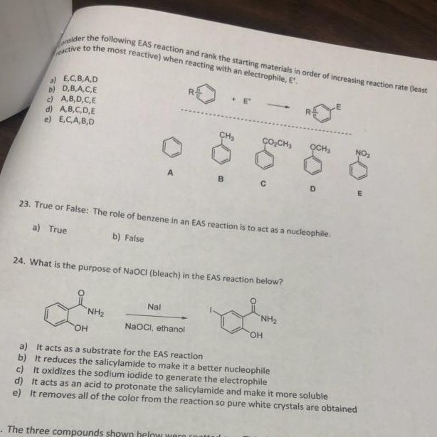 Solved sider the cactive to the the following EAS reaction | Chegg.com