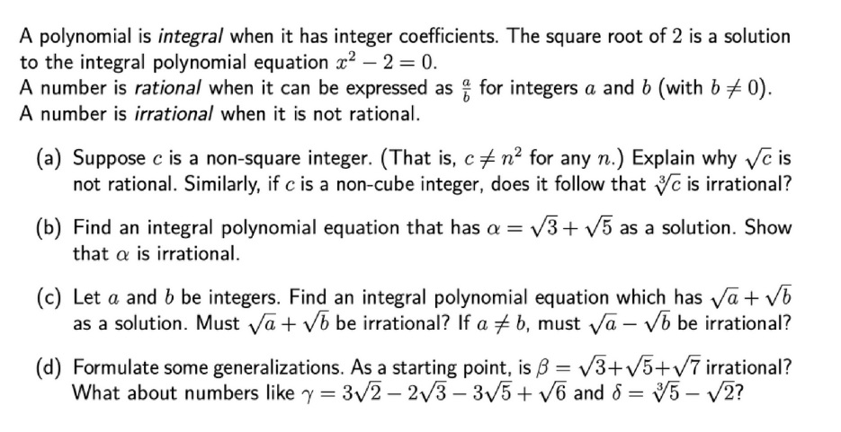 Solved A polynomial is integral when it has integer | Chegg.com