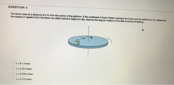 Solved QUESTION 4 The block rests at a distance of 2 m from | Chegg.com