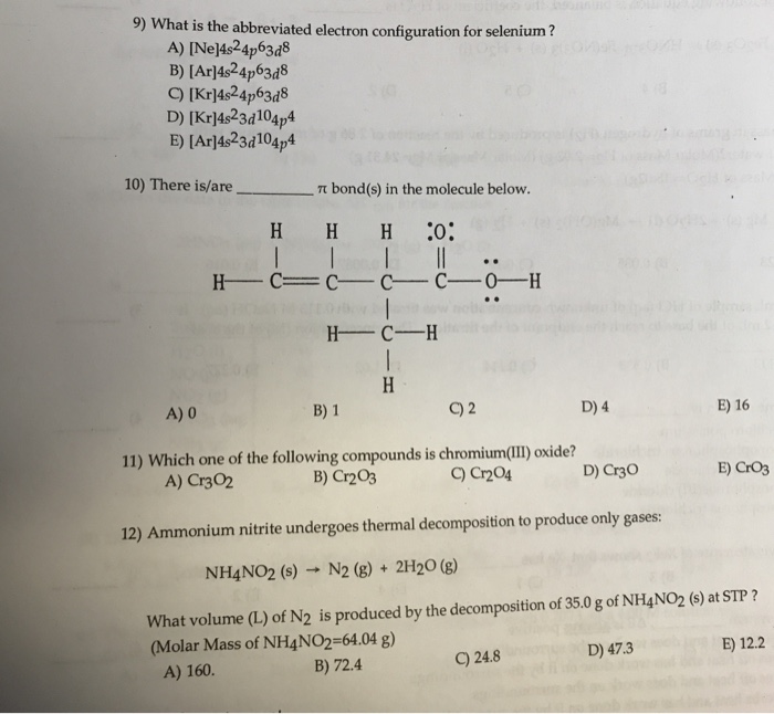 Solved 9 What Is The Abbreviated Electron Configuration For