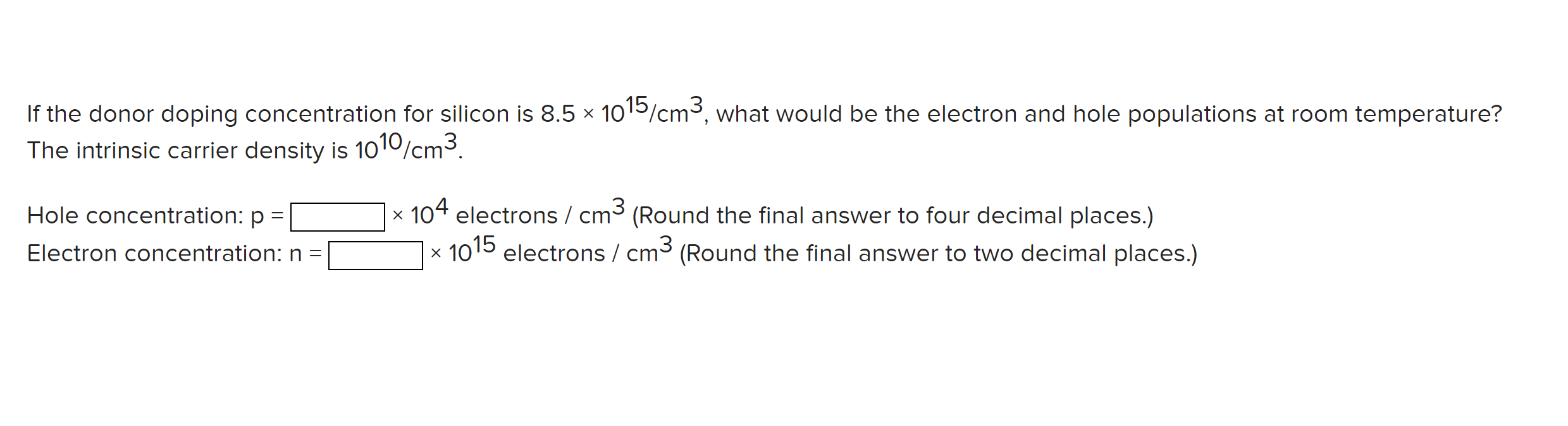 Solved If the donor doping concentration for silicon is | Chegg.com