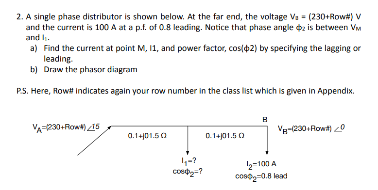 Solved 2. A single phase distributor is shown below. At the | Chegg.com