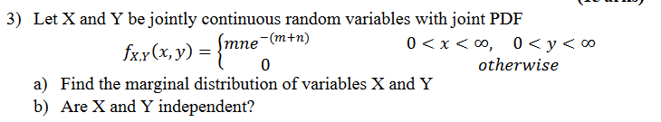 Solved 3) Let X and Y be jointly continuous random variables | Chegg.com
