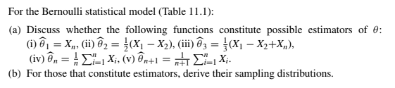 Solved For the Bernoulli statistical model (Table 11.1): (a) | Chegg.com