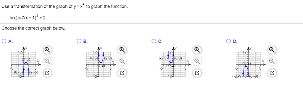 Solved Use a transformation of the graph of y=x^4 to graph | Chegg.com