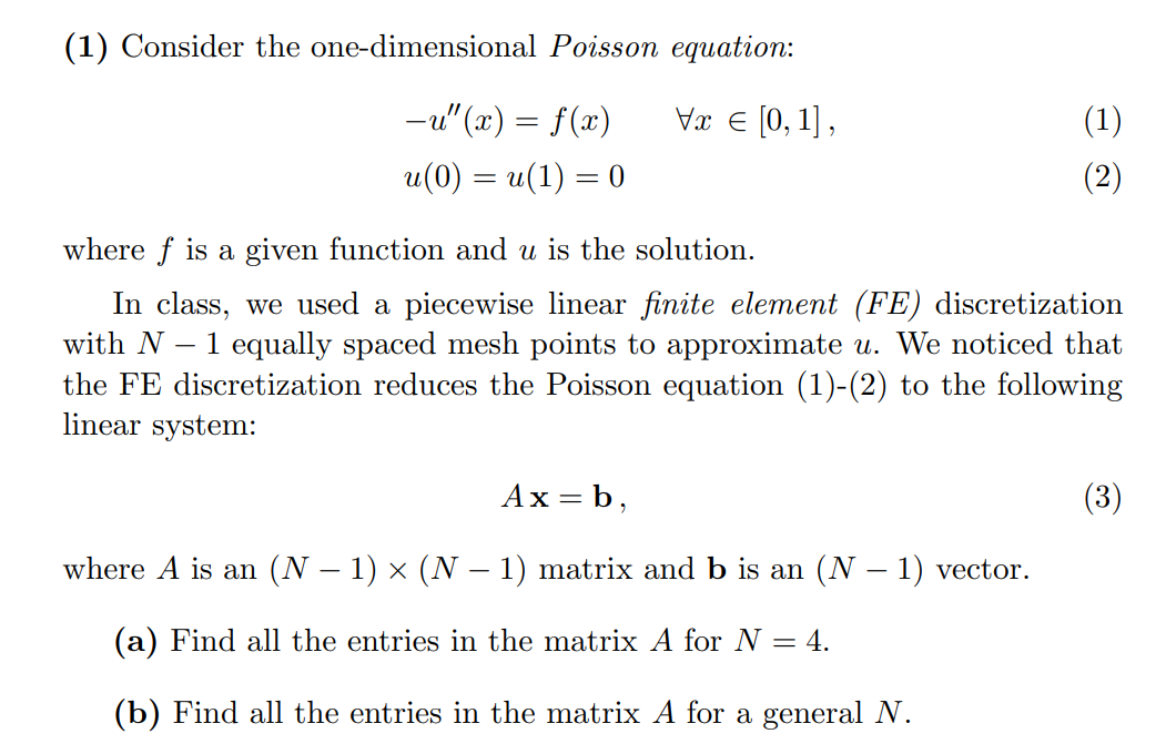 (1) Consider the one-dimensional Poisson equation: Va | Chegg.com