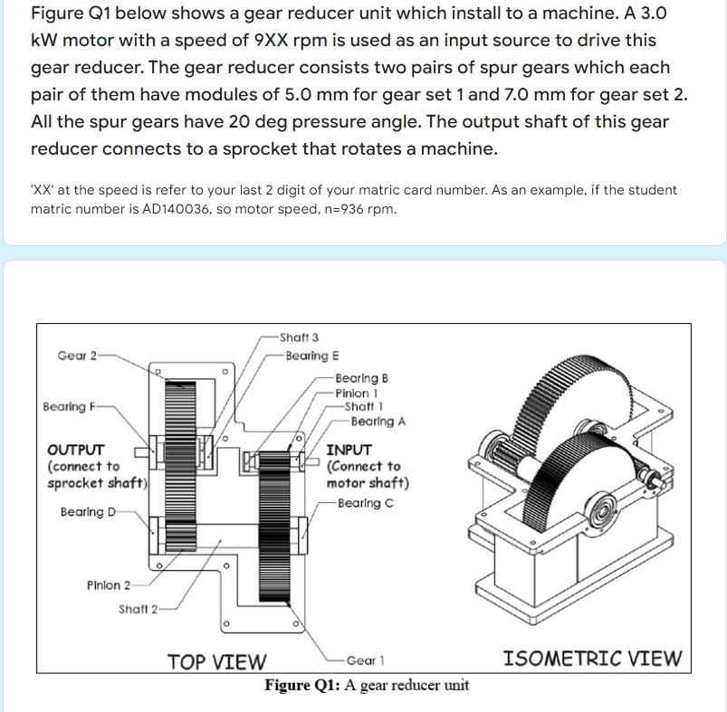 Solved Figure Q1 below shows a gear reducer unit which | Chegg.com