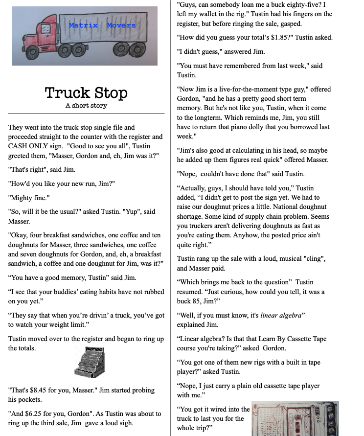 Solved Reflections on the short story Truck Stop Discuss | Chegg.com